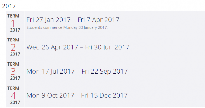 2017 School Term Dates For Each State & Territory in Australia - School Mum