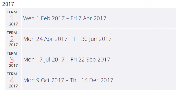 2017 School Term Dates For Each State & Territory in Australia - School Mum