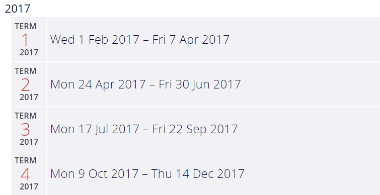 2017 School Term Dates For Each State & Territory in Australia - School Mum