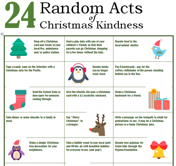 24 Random Acts Of Christmas Kindness (with printable) - School Mum